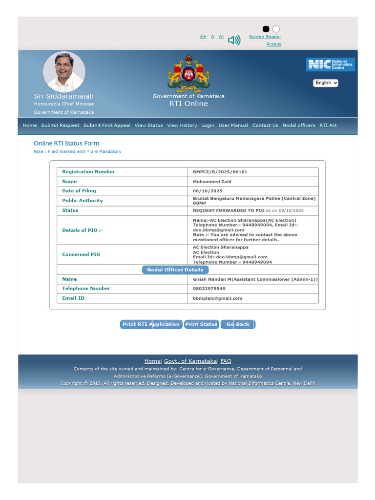 Check RTI Status in Karnataka | PDF