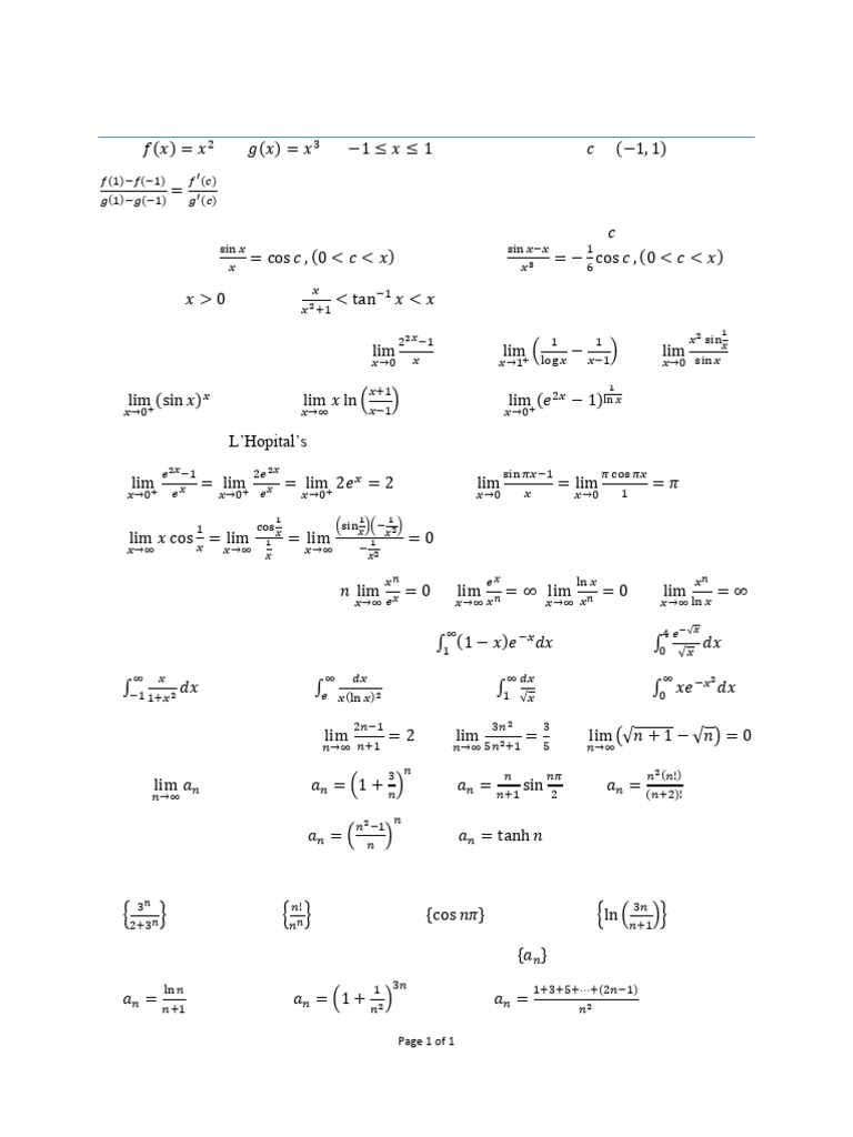 Calculus II Worksheet: Limits & Theorems | PDF | Analysis | Mathematics