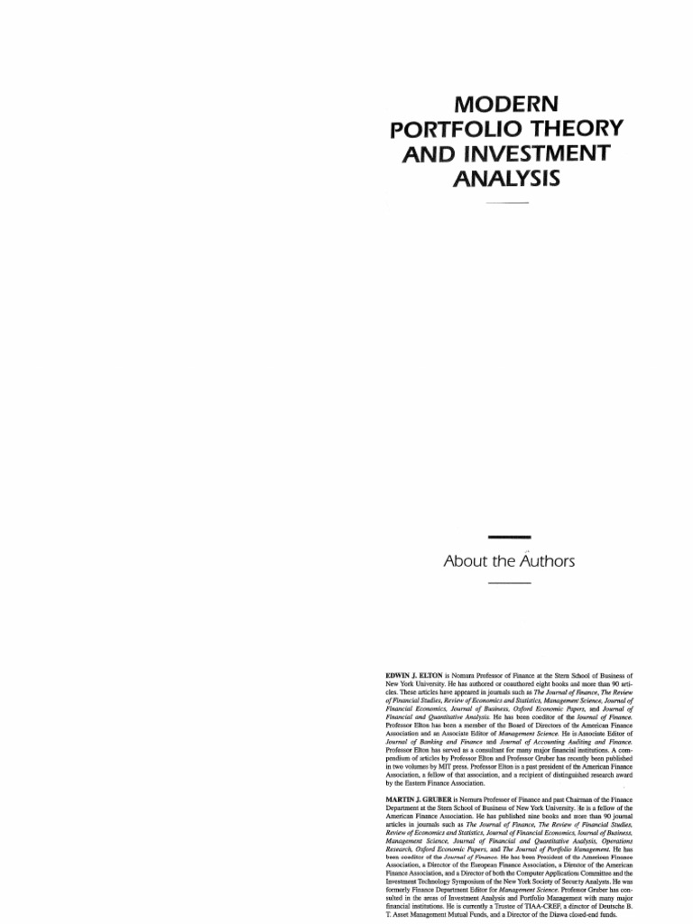 Elton Gruber Brown Goetzmann Modern Port | PDF
