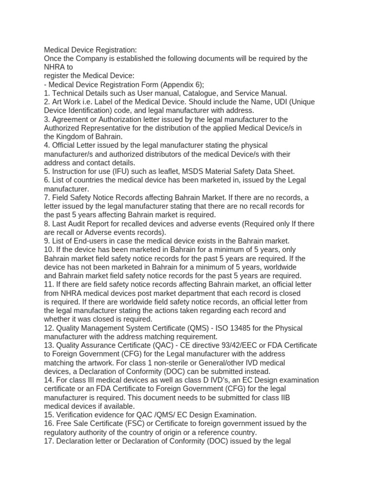 Device Certification Requirements From NHRA | PDF | Medical Device ...