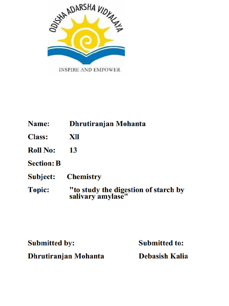 Chemistry Project Final Front Page .. | PDF