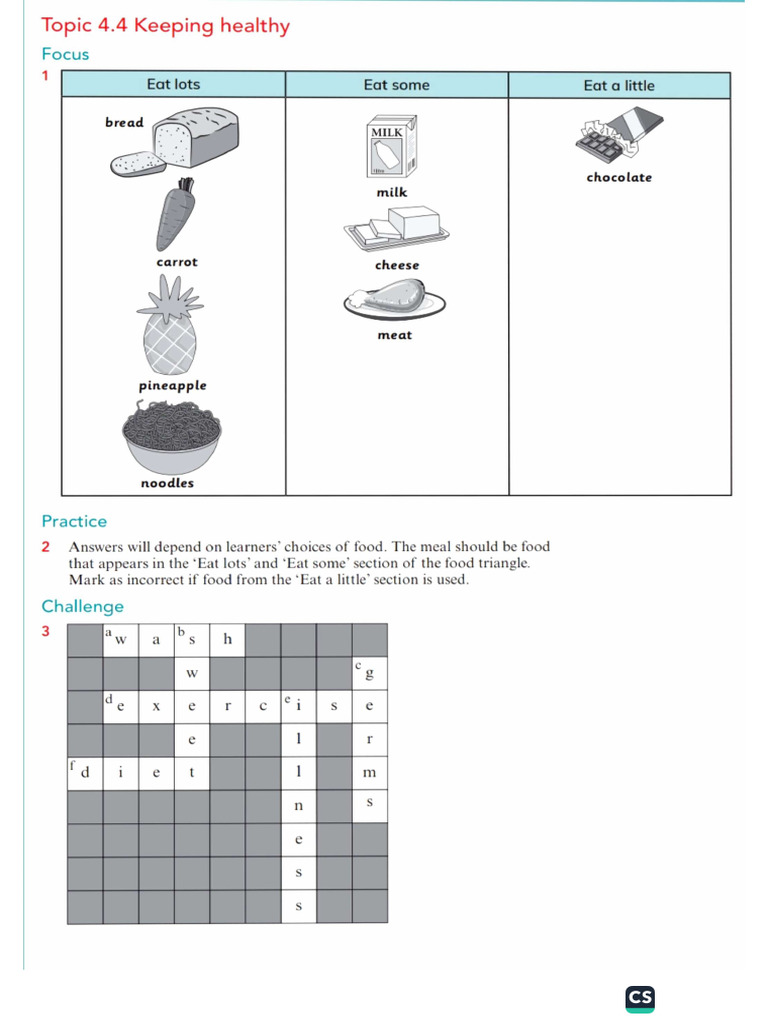 4.4 Keeping Healthy Workbook (Answer Key) | PDF