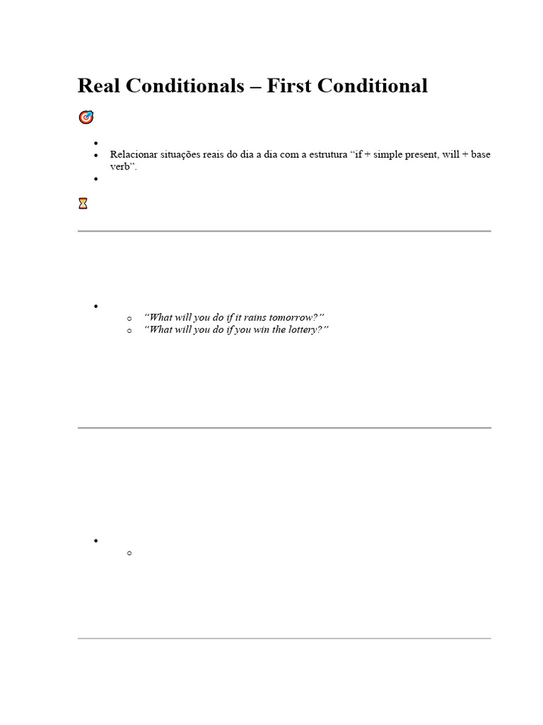 Entendendo o First Conditional | PDF