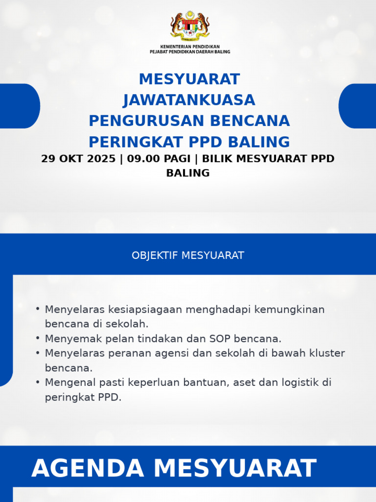 Mesyuarat Jawatankuasa Pengurusan Bencana Peringkat PPD Baling | PDF