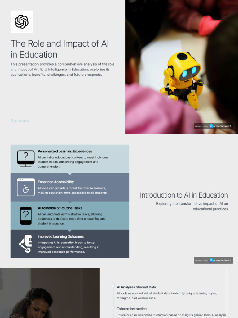 Artificial Intelligence in Education Presentation | PDF