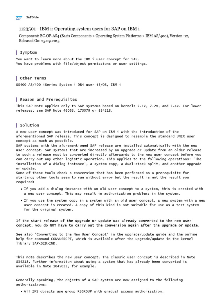 IBM I Operating System Users For SAP On IBM I | PDF | Operating System ...