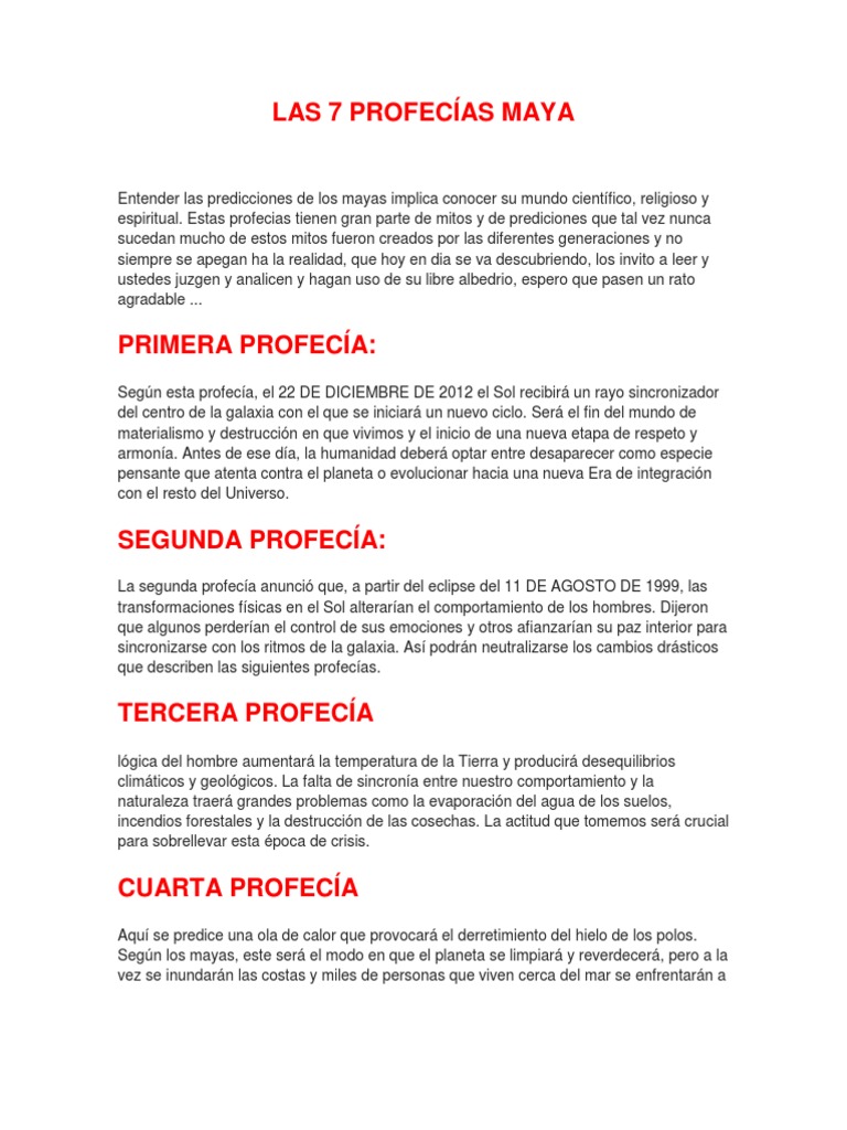 Las 7 Profecías Maya | PDF | Tierra | Dom