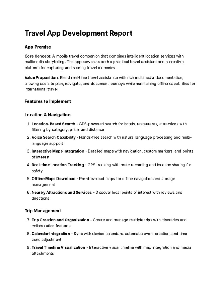 Travel App Brief Report | PDF