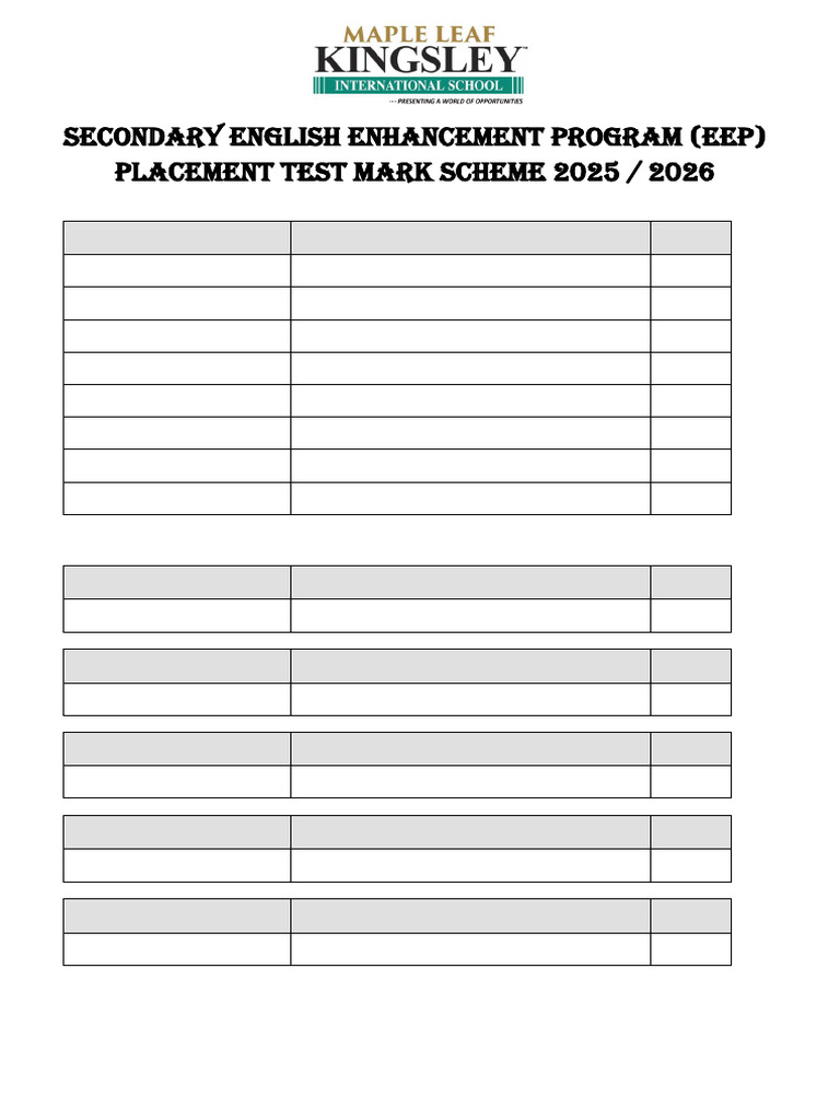 2025-2026 Eep Placement Test Mark Scheme | PDF | Linguistics | Human ...