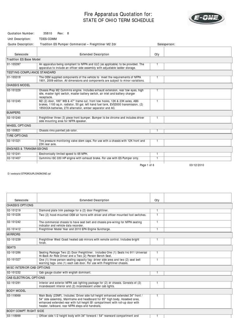 Fire Engine Specs | PDF | Tire | Light Emitting Diode
