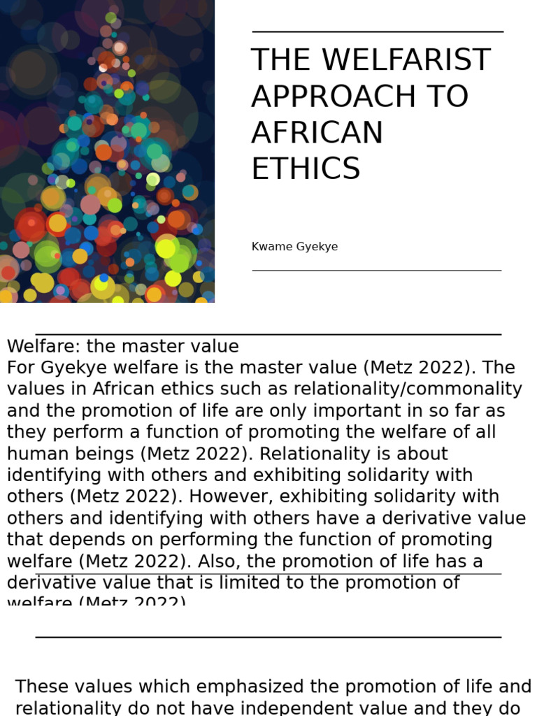 Lecture Slides The Welfarist Approach To African Ethics | PDF | Well ...