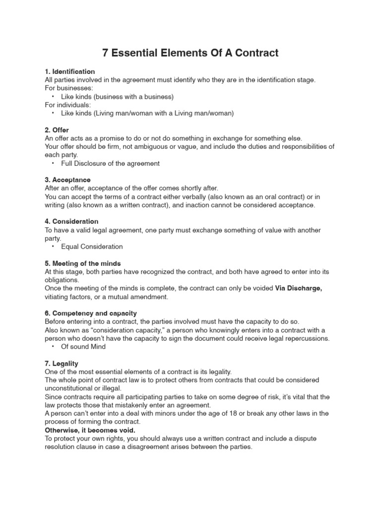 Essential Contract Elements | PDF