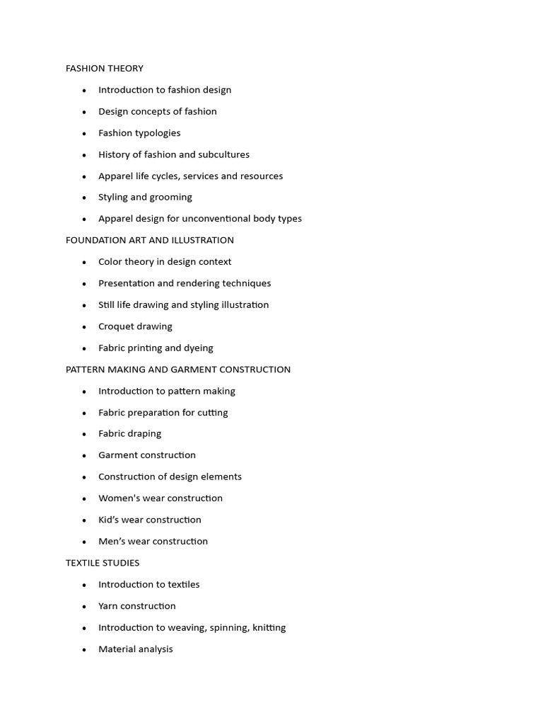 Comprehensive Fashion Design Course | PDF | Textiles | Fashion