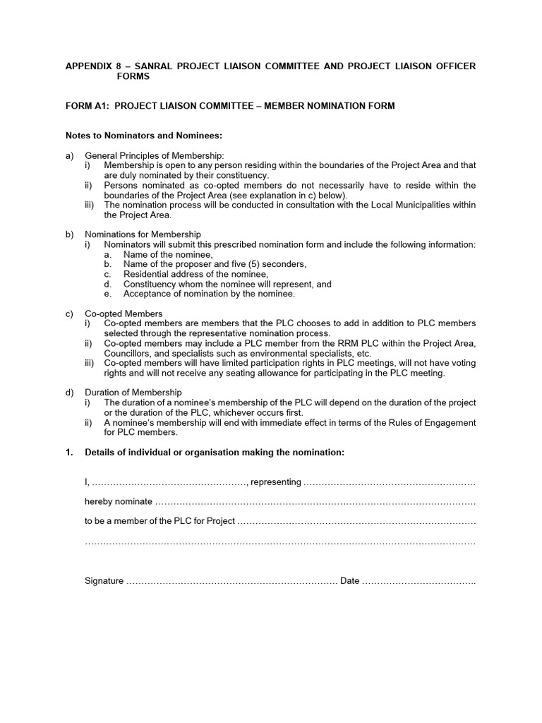 Book 3 Appendix 8.2 Sanral Plo and PLC Forms | PDF | Employment
