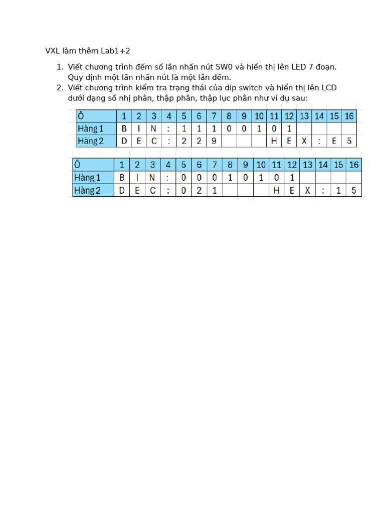 VXL Làm Thêm Lab1 | PDF
