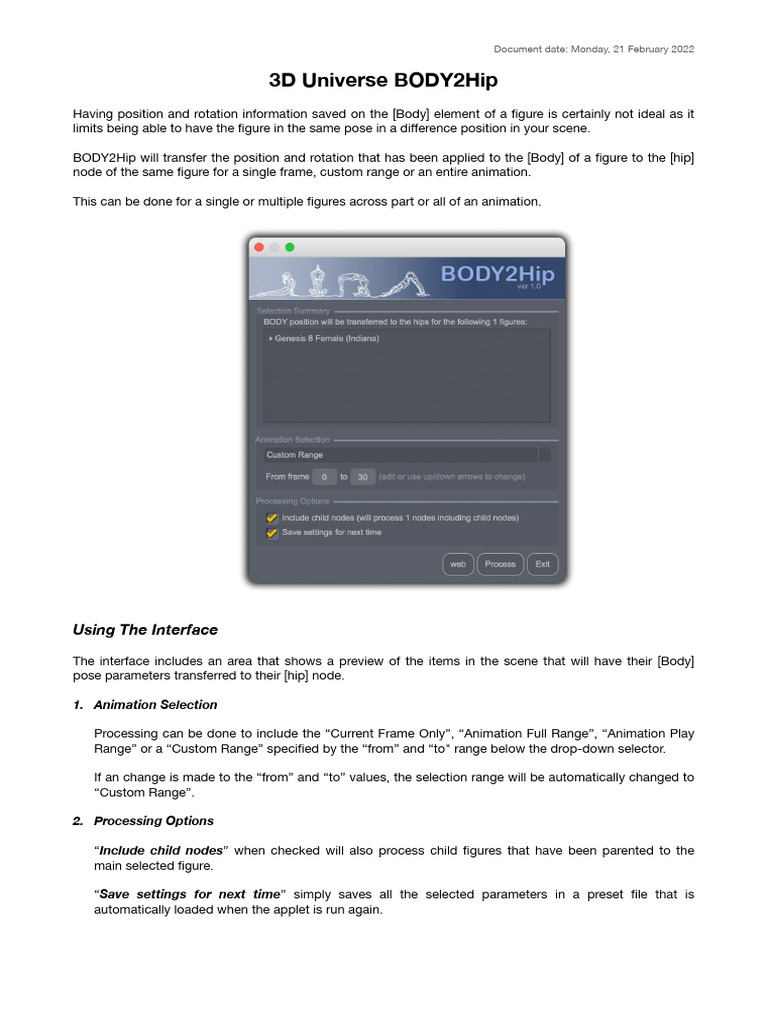 Transfer Body Pose to Hip Node Tool | PDF