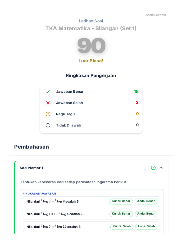 TKA Matematika - Bilangan (Set 1) - Bisadanedu | PDF