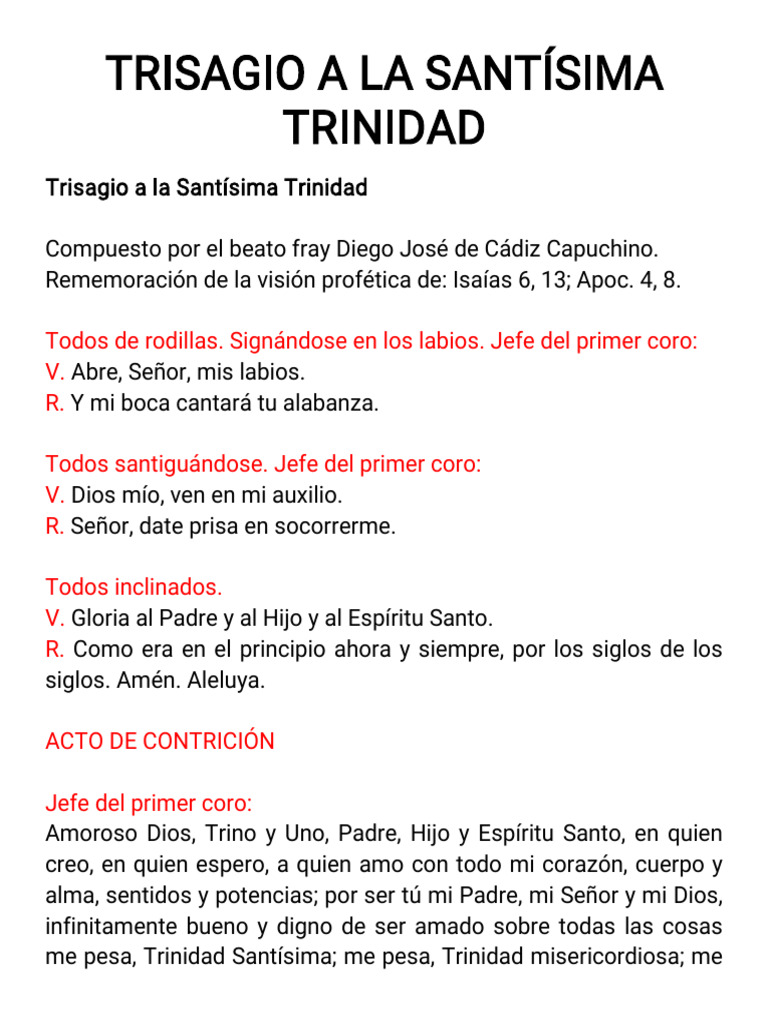 Trisagio A La Santísima Trinidad | PDF | orador del Señor | Oración