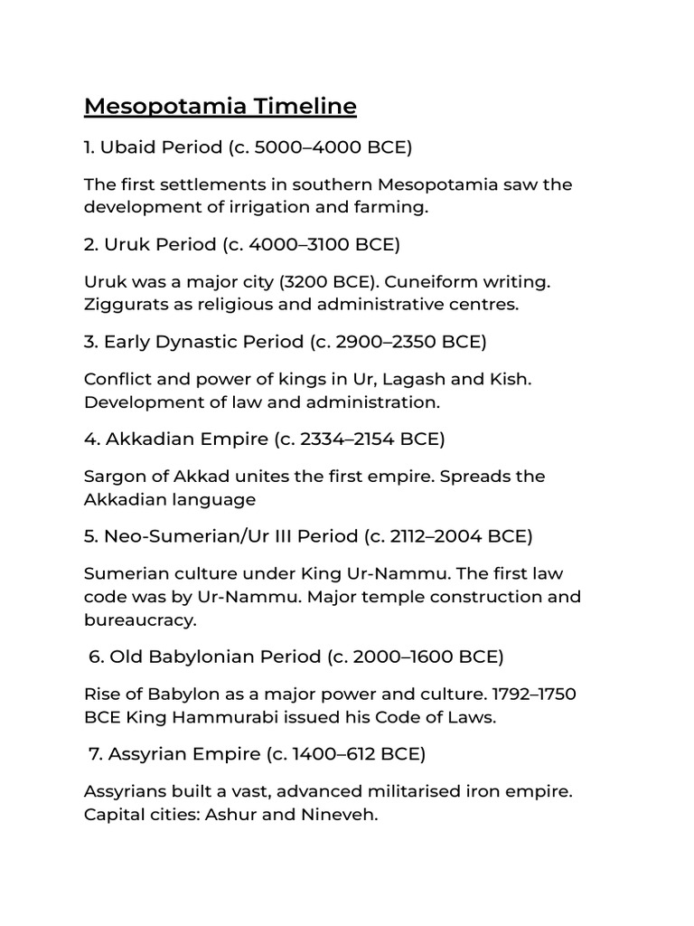 Mesopotamian Empires Timeline | PDF