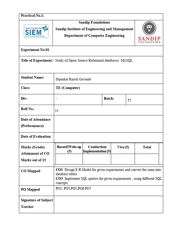 Deep Evaluation Sheet | PDF | Engineering | No Sql
