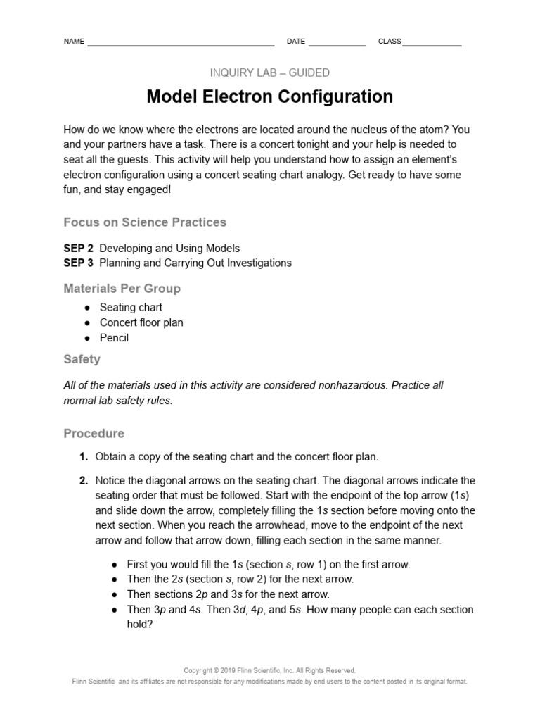 Guided Inquiry Lab PDF - Model Electron Configuration | PDF | Electron ...