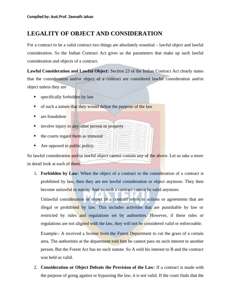 Legality of Object and Consideration | PDF | Consideration | Business Law