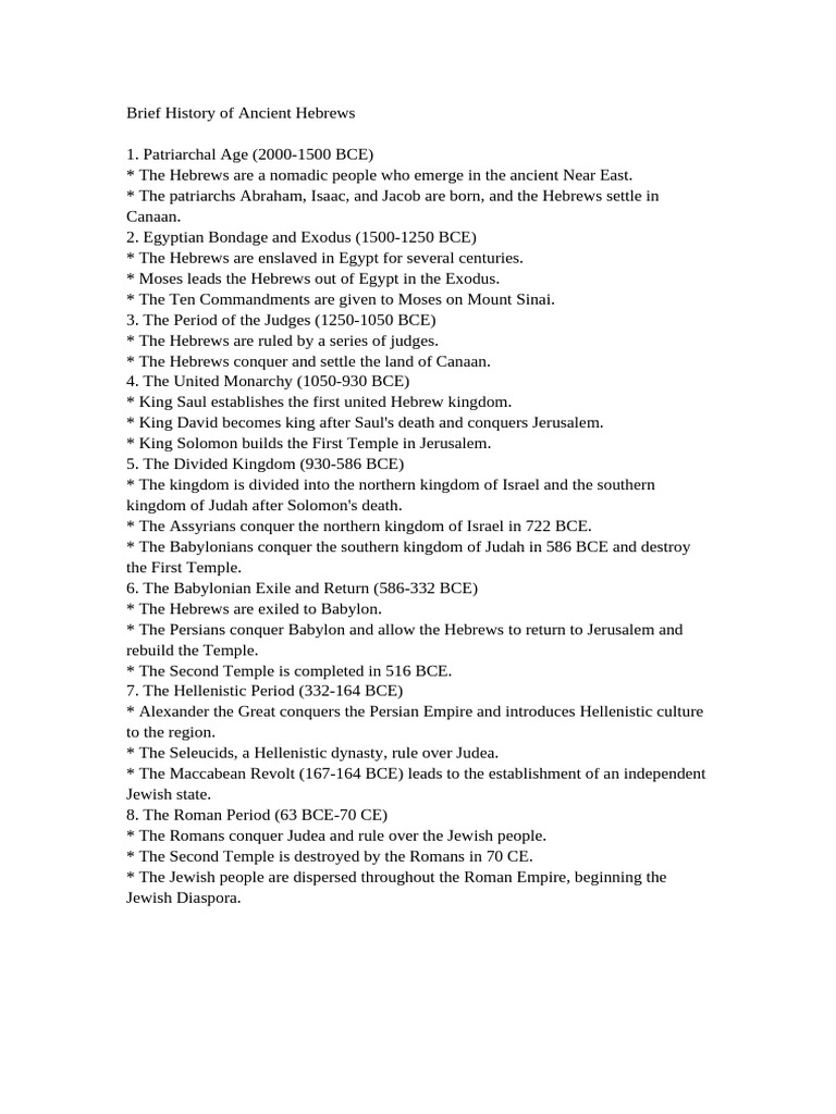 Brief History of Ancient Hebrews | PDF