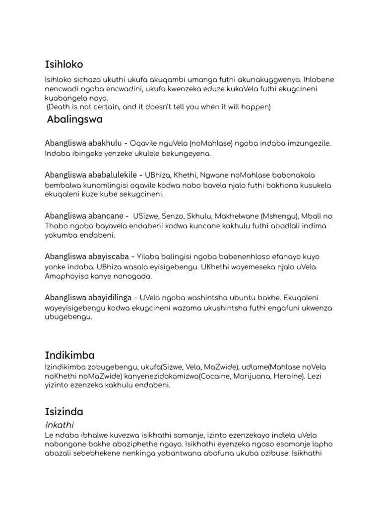 Elokufa Alitsheli: Umyalezo Wokuphila | PDF