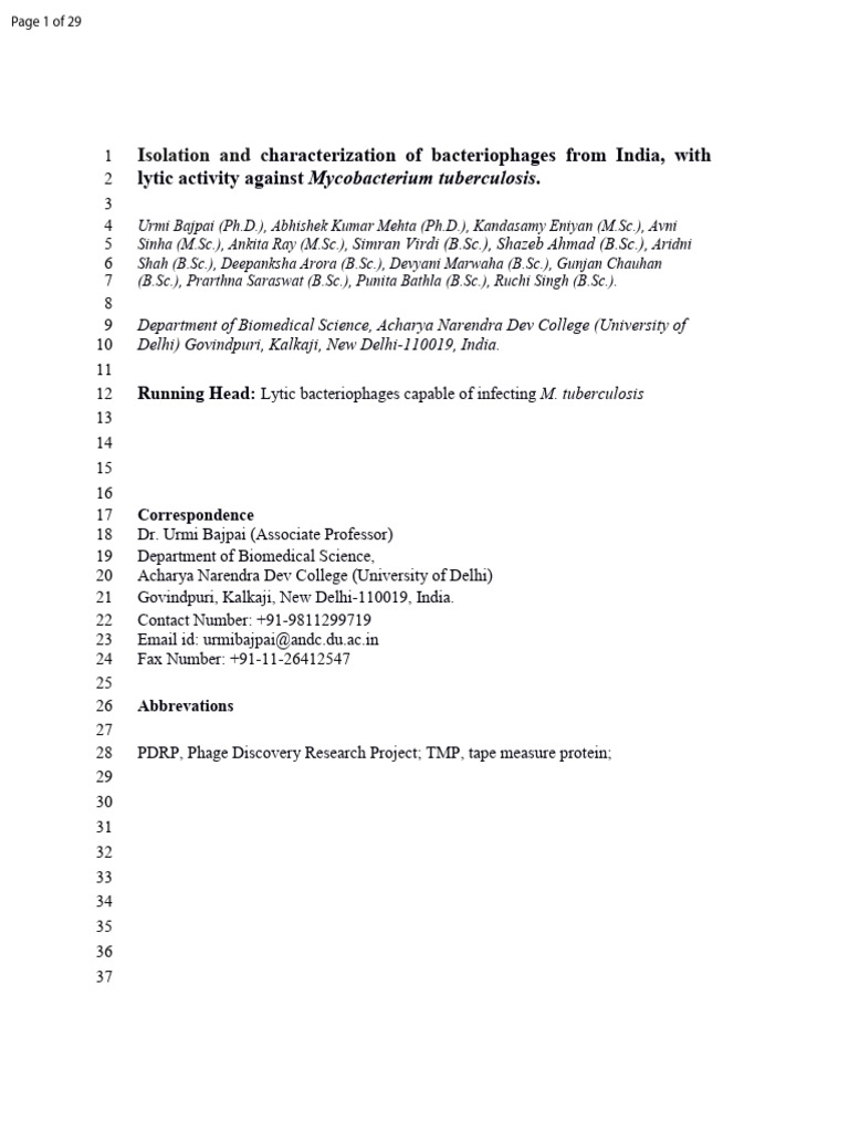 Phage Isolation and Characterization - 1 | PDF | Bacteriophage ...