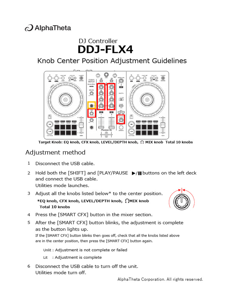DDJ-FLX4 Knob Adjustment Guide | PDF