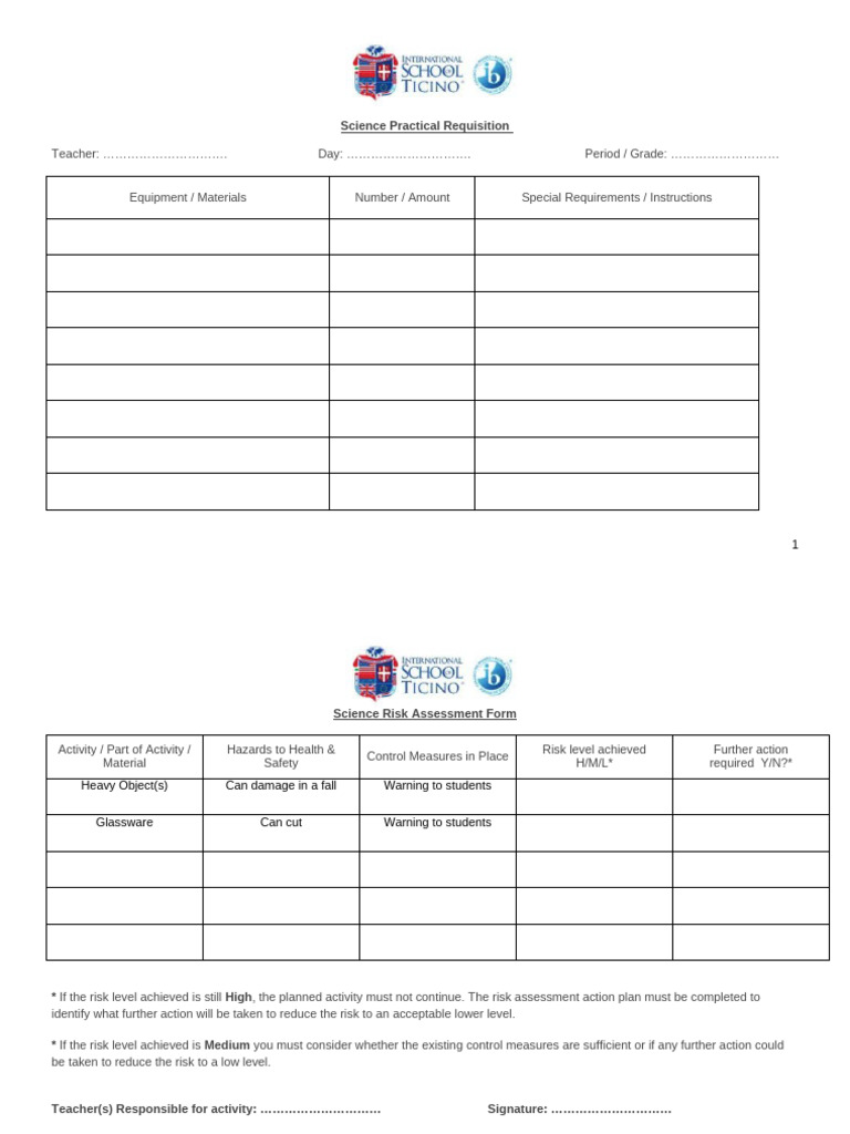 Requisition & Risk Assessment Form | PDF