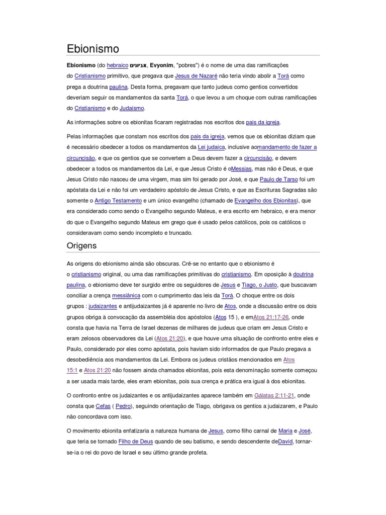 Ebionismo | PDF | Fés religiosas | Cristianismo antigo