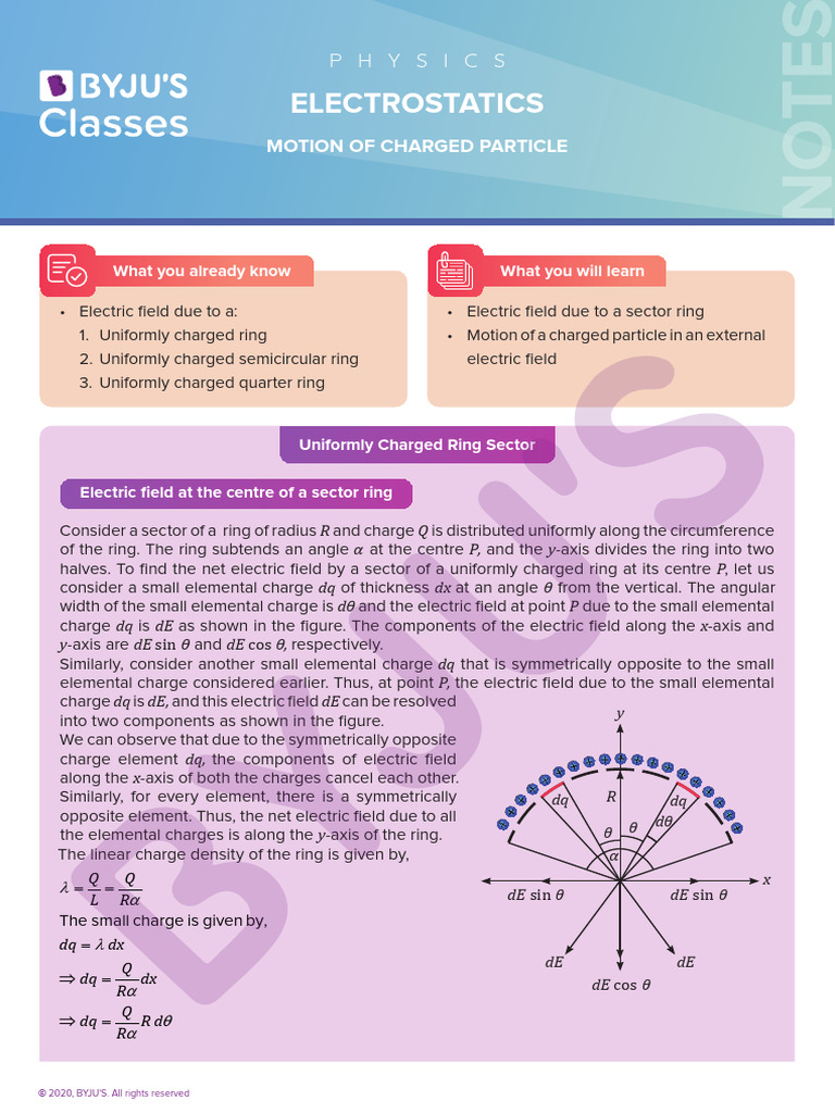 Motion of Charged Particle | PDF | Force | Electric Field