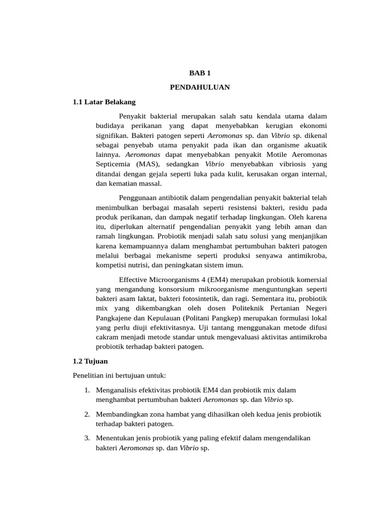Efektivitas Probiotik EM4 dan Mix terhadap Bakteri Patogen | PDF