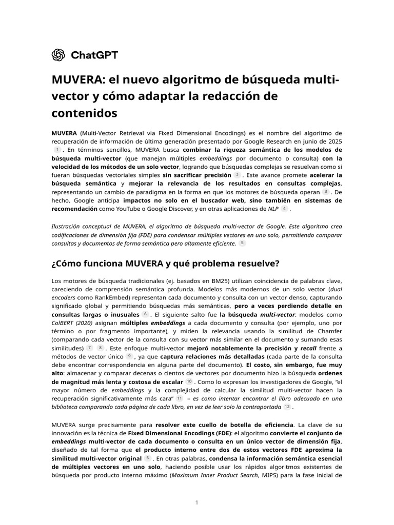 MUVERA - El Nuevo Algoritmo de Búsqueda Multi-Vector y Cómo Adaptar La Redacción de Contenidos ...