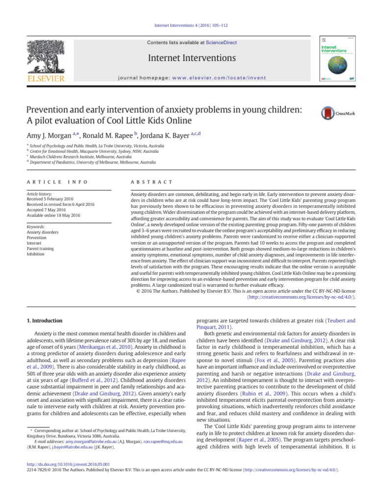 A Pilot Evaluation of Cool Little Kids Online - Programa Prevenção Da ...