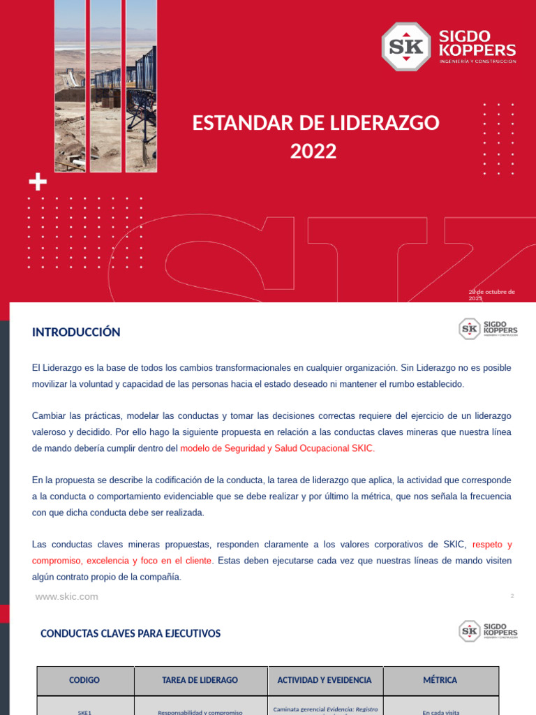 Estándar de Liderazgo SKIC | PDF | Seguridad y salud ocupacional ...
