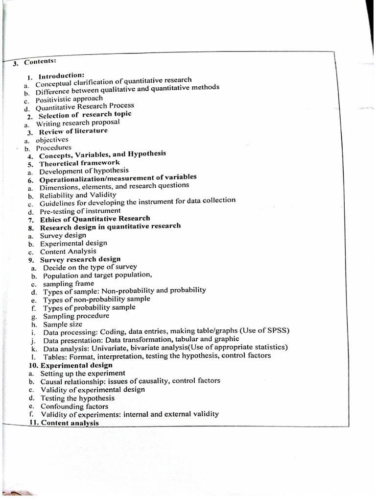 Quantatitive Research Course Outline | PDF