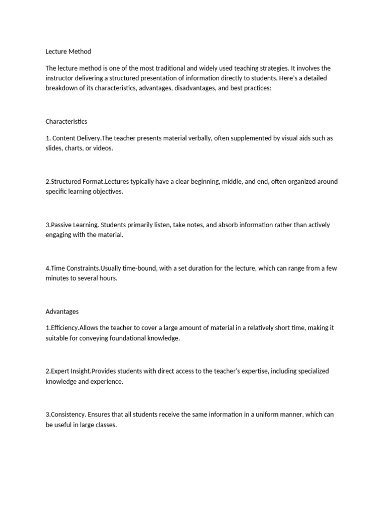 Overview of the Lecture Method in Education | PDF | Lecture | Learning