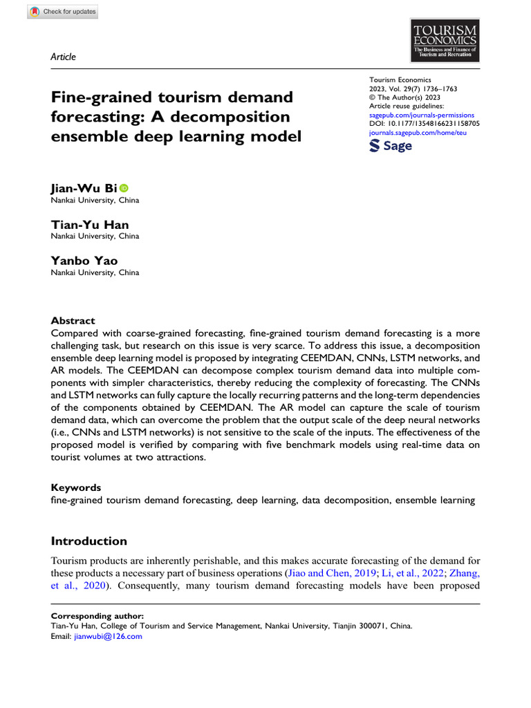 Fine-Grained Tourism Demand Forecasting A Decomposition Ensemble Deep Learning Model | PDF ...