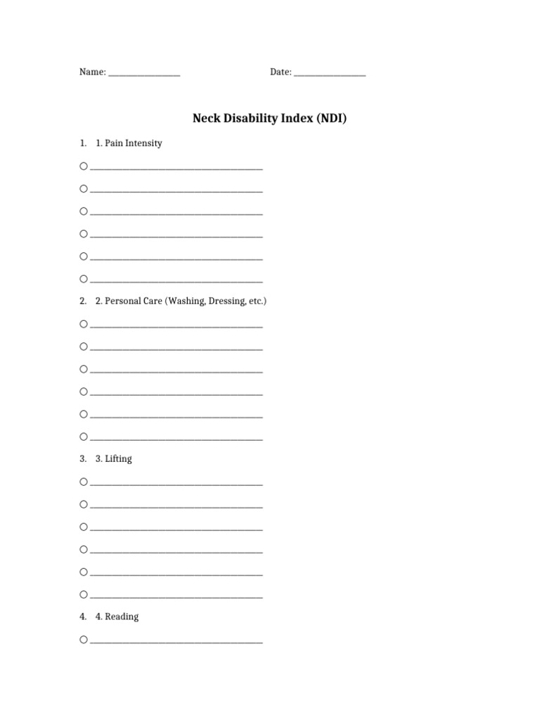 Neck Disability Index With NPRS | PDF