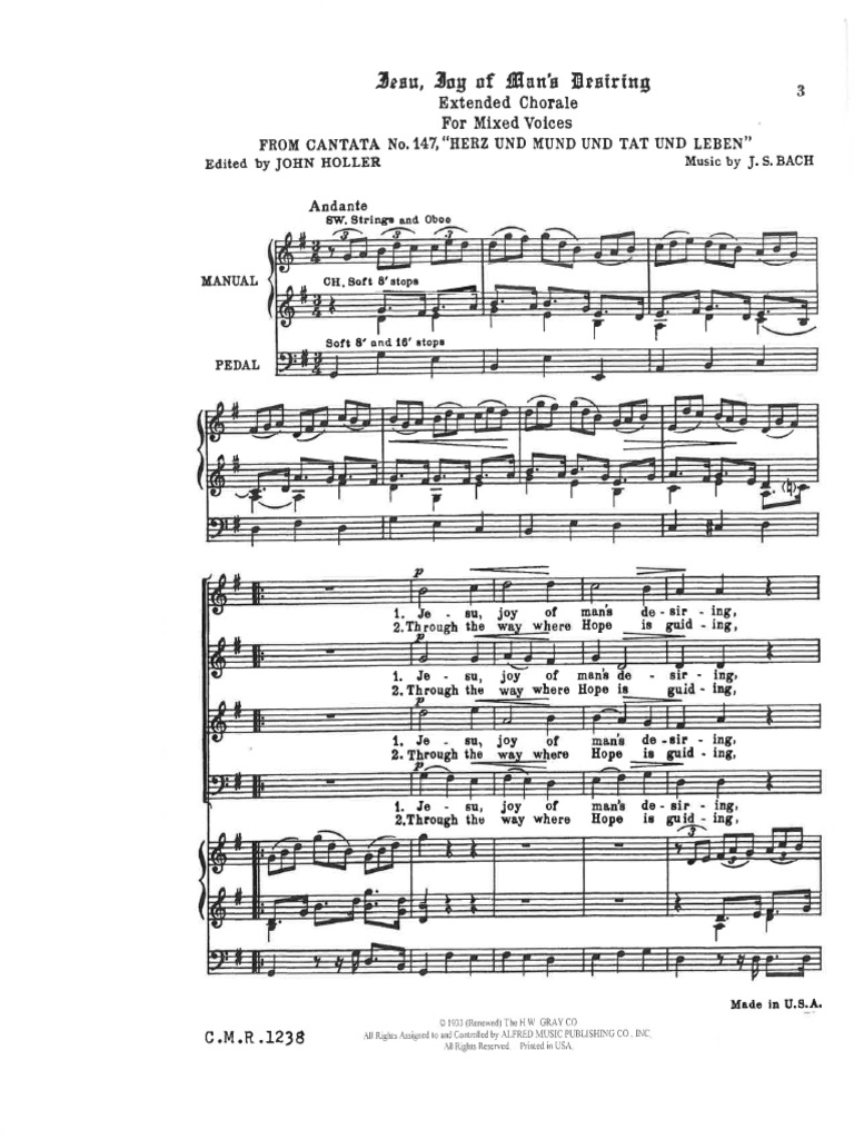 Bach Jesu Joy of Mans Desiring 1 | PDF