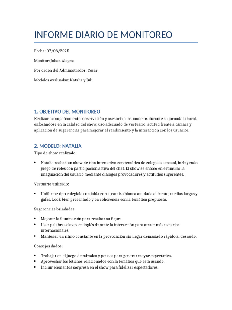 Informe Monitoreo Modelos | PDF