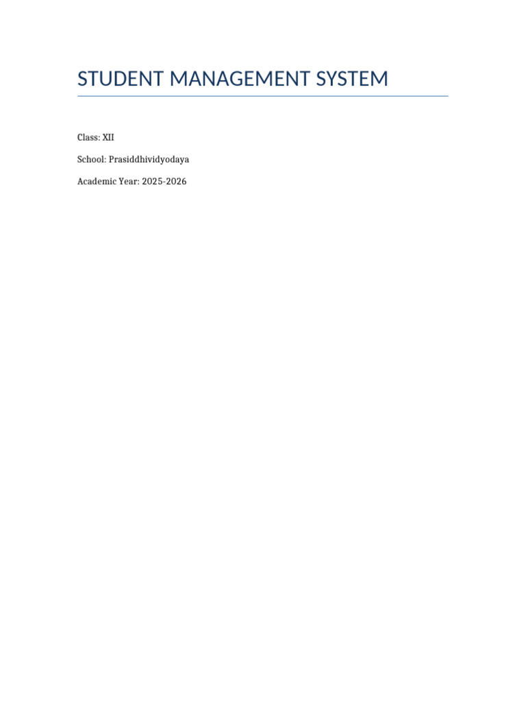 Student Management System Report | PDF