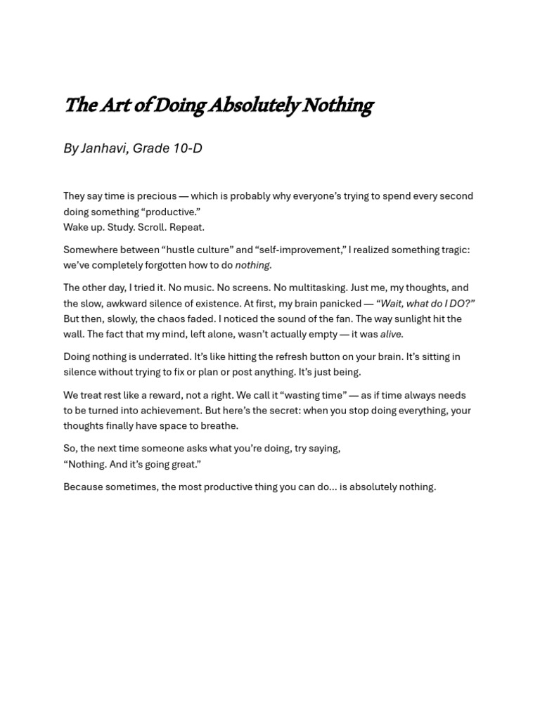 The Art of Doing Absolutely Nothing | PDF