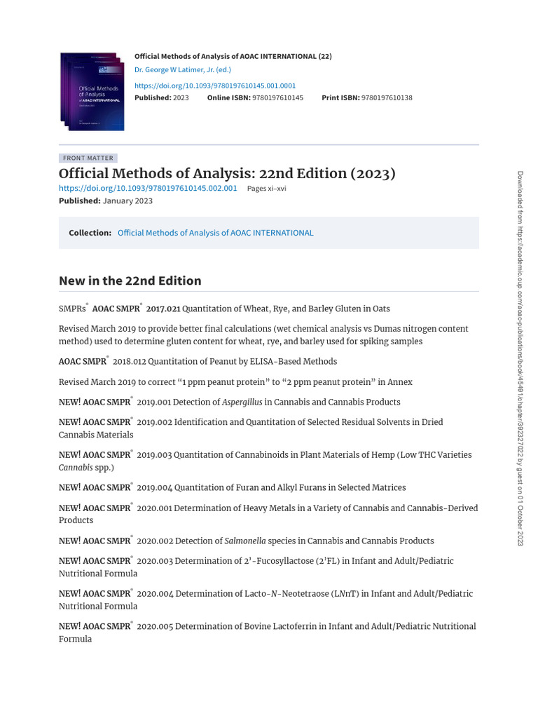 Official Methods of Analysis 3j9uosfi | PDF | Foods | Infant Formula