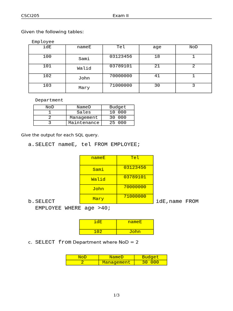 Week10 - L2 - SQL Exercises Part2 | PDF | Computer Data | Data Model