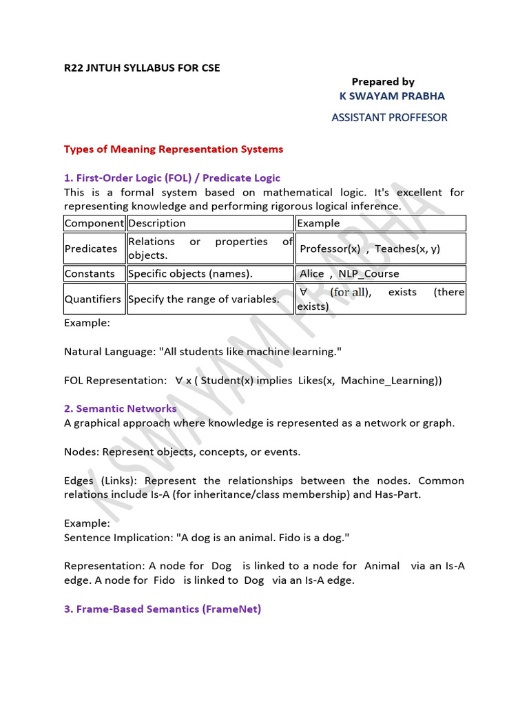 NLP Unit IV Meaning Representation System | PDF | Knowledge Representation And Reasoning | First ...