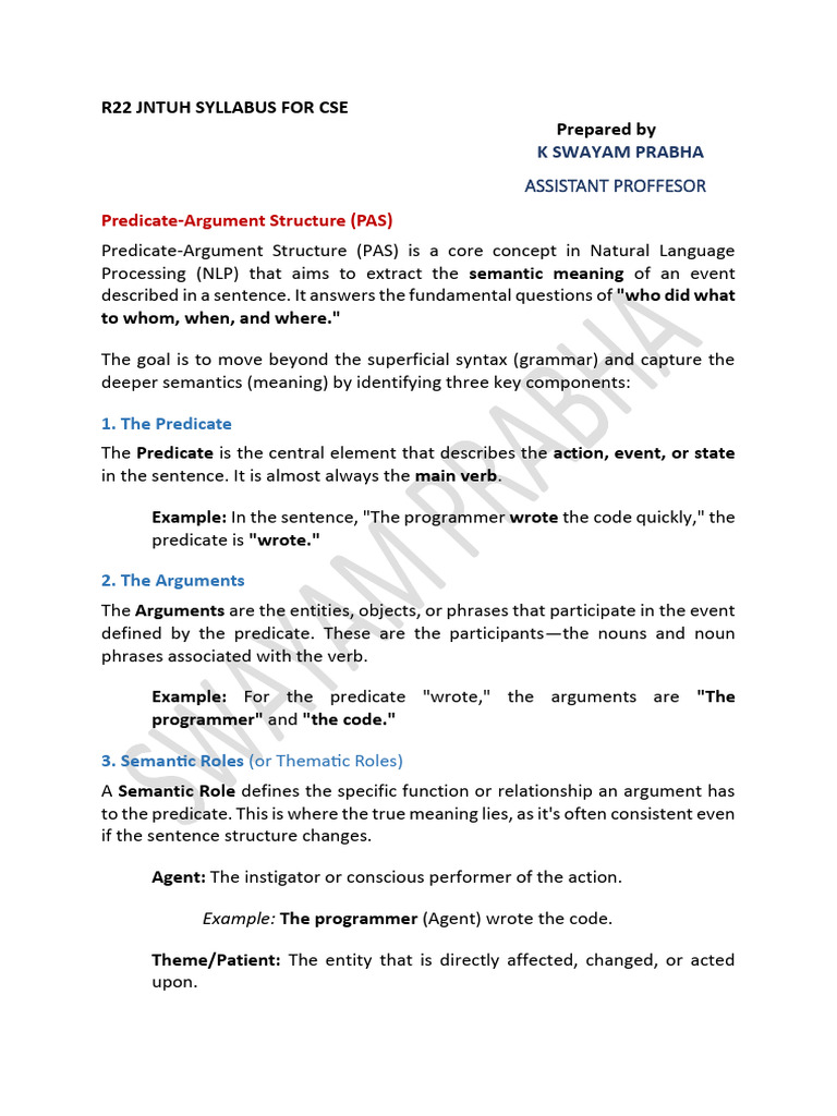 R22 JNTUH CSE Syllabus Overview | PDF | Semantics | Predicate (Grammar)