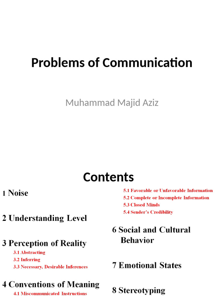 Problems of Communication | PDF